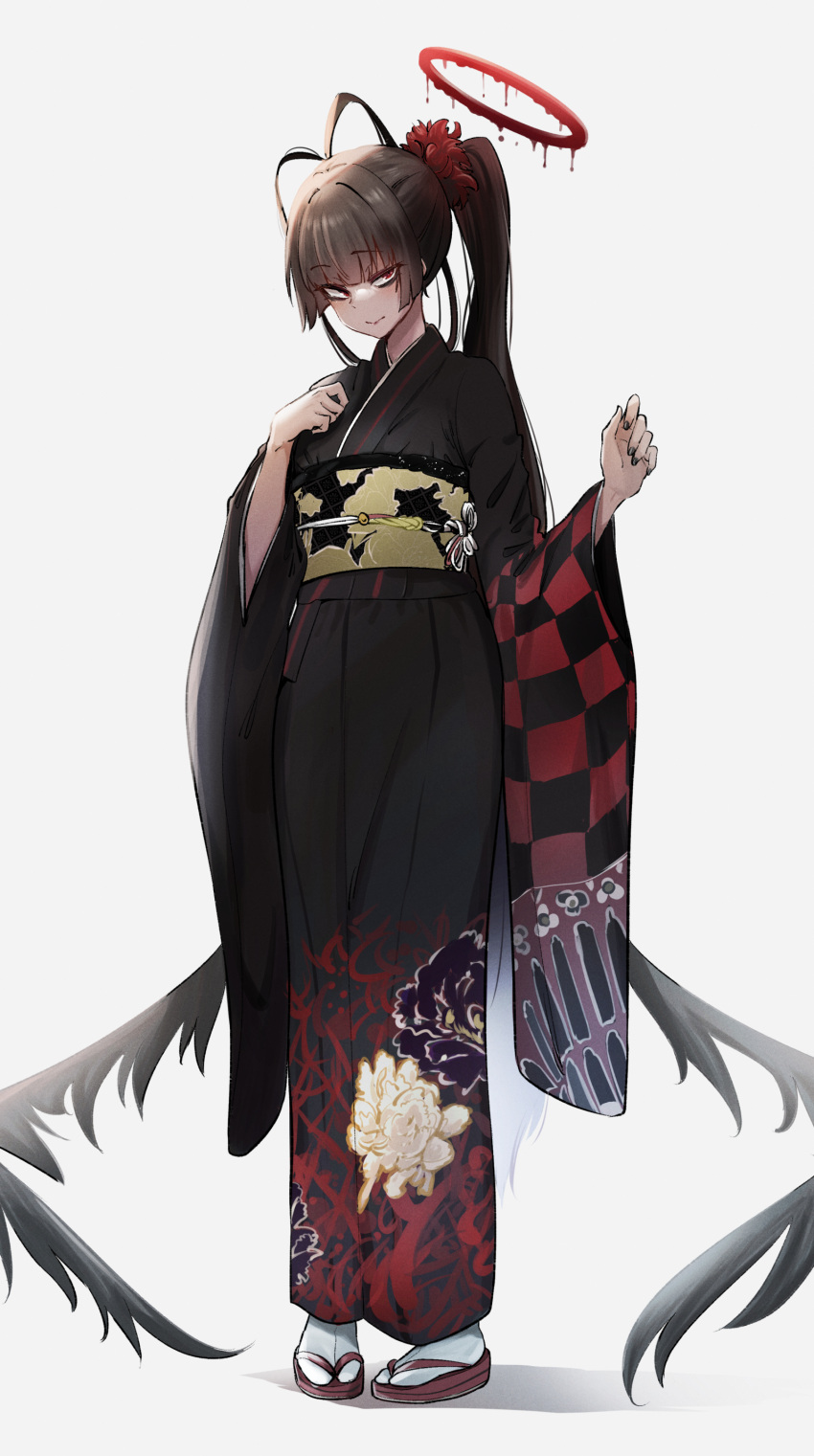 Safebooru - 1girl absurdres ankoku kishi m antenna hair black hair black kimono black wings blue ...