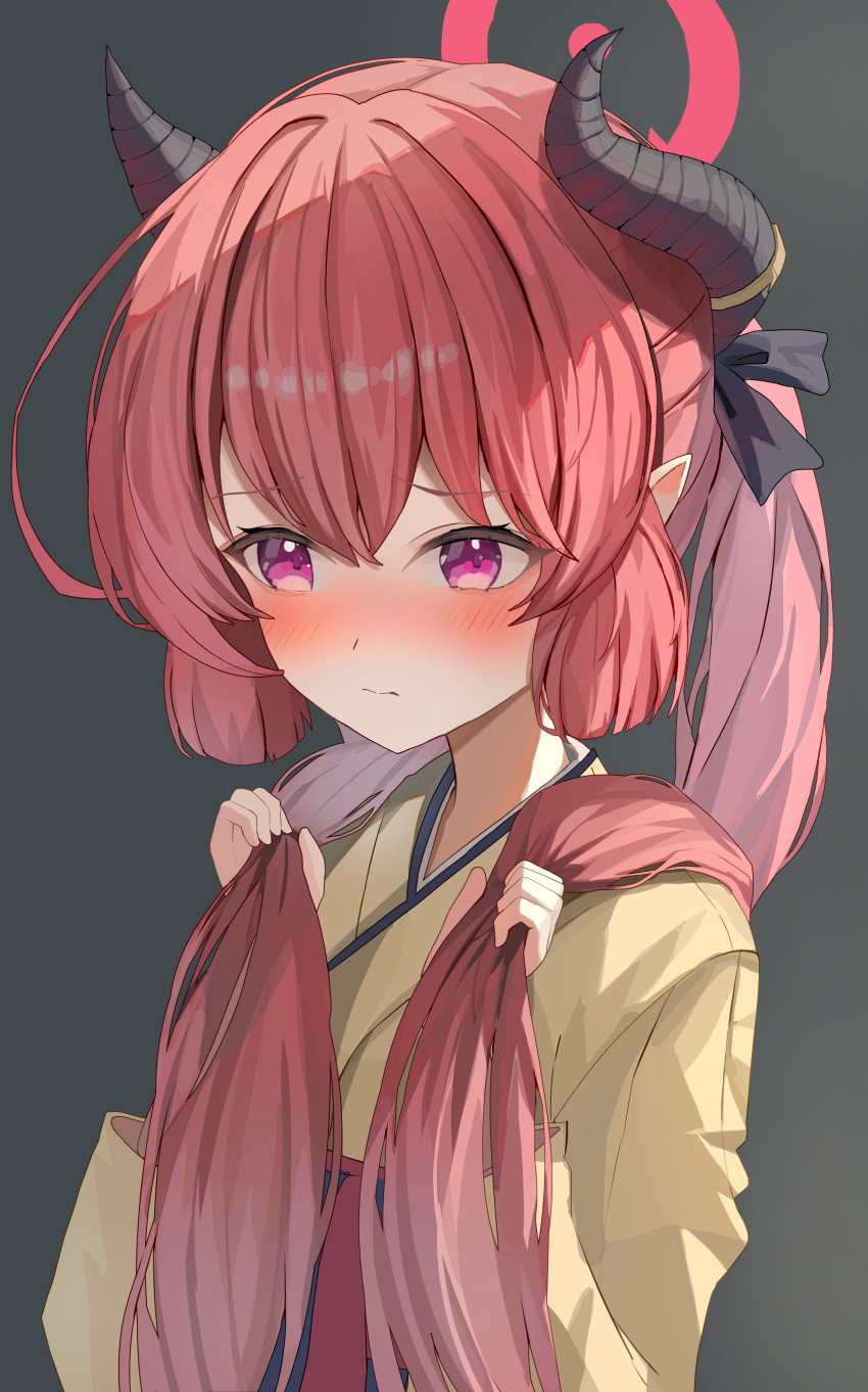 Safebooru - 1girl absurdres black horns blue archive blush closed mouth demon horns grey ...