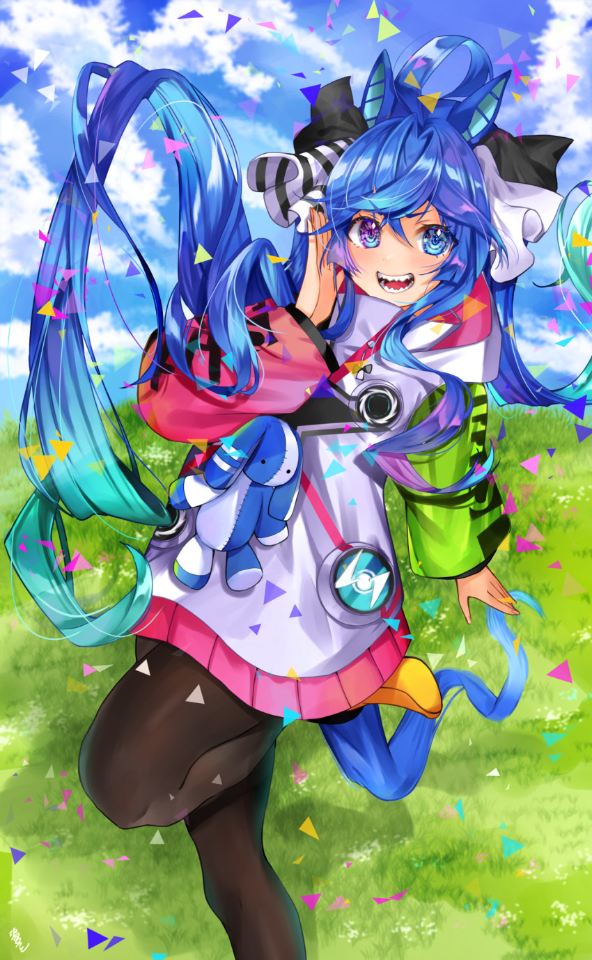 Safebooru - @ @ ahoge animal ears blue eyes blue hair heterochromia highres horse ears horse ...