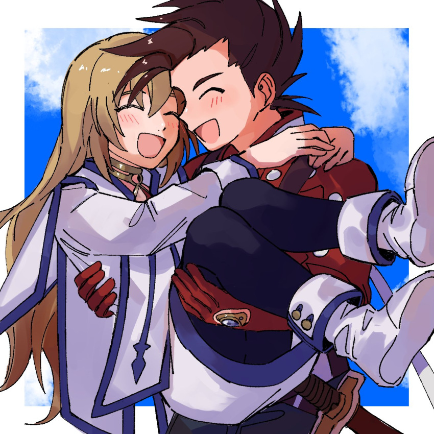 Safebooru - 1boy 1girl aemono (lemolemo lmn) blonde hair blush boots brown hair carrying ...