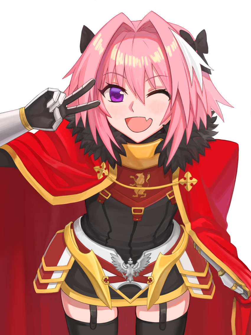 Safebooru - astolfo (fate) black bow black thighhighs bow cape fang ...