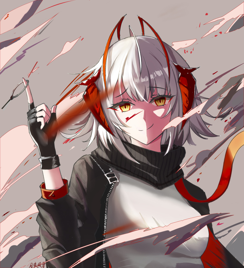 Safebooru - 1girl absurdres arknights black gloves black jacket blood blood on face breasts ...