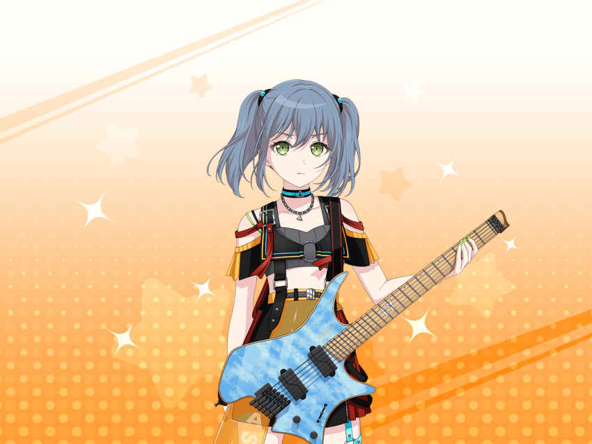 Safebooru - 1girl asahi rokka bang dream! blue hair dress green eyes lock (bang dream!) official ...