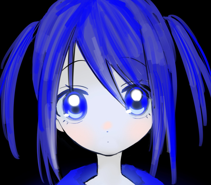 Safebooru - 1girl black background blue eyes blue hair closed mouth hair between eyes highres ...