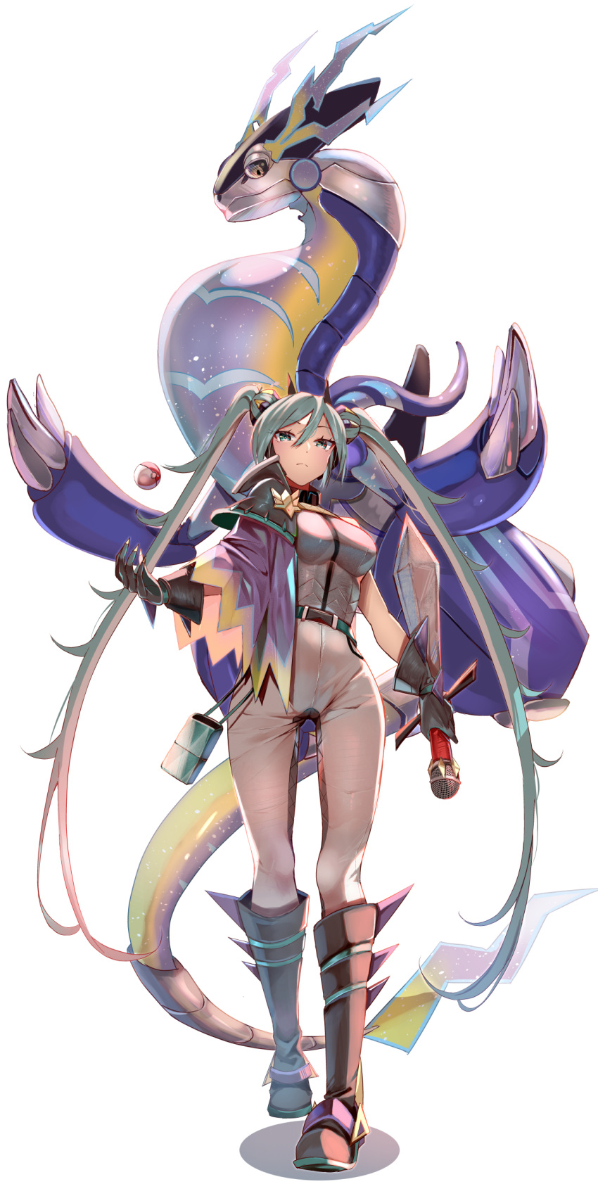 Safebooru - 1girl absurdres aqua eyes aqua hair black gloves blue hair double bun dragon miku ...