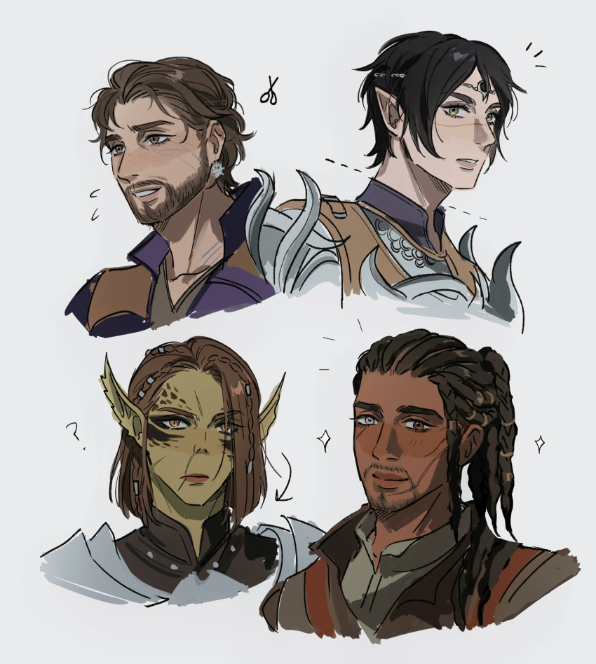 Safebooru - 2boys 2girls ? alternate hairstyle armor baldur's gate ...