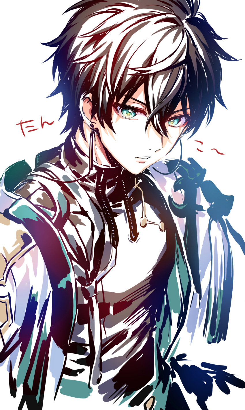 Safebooru - absurdres aqua eyes black hair dan heng (honkai: star rail) earrings eyeliner ...