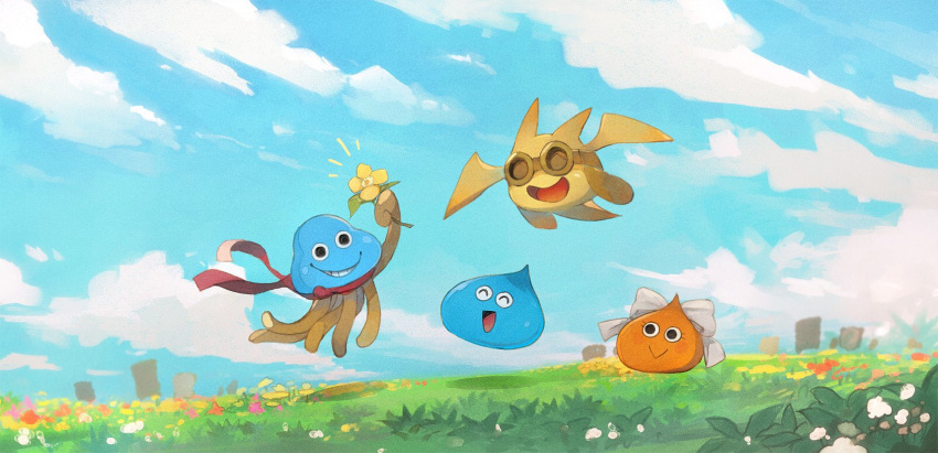 Safebooru - :> :d ^ ^ arm up black eyes blue sky blush bo (dragon quest ...