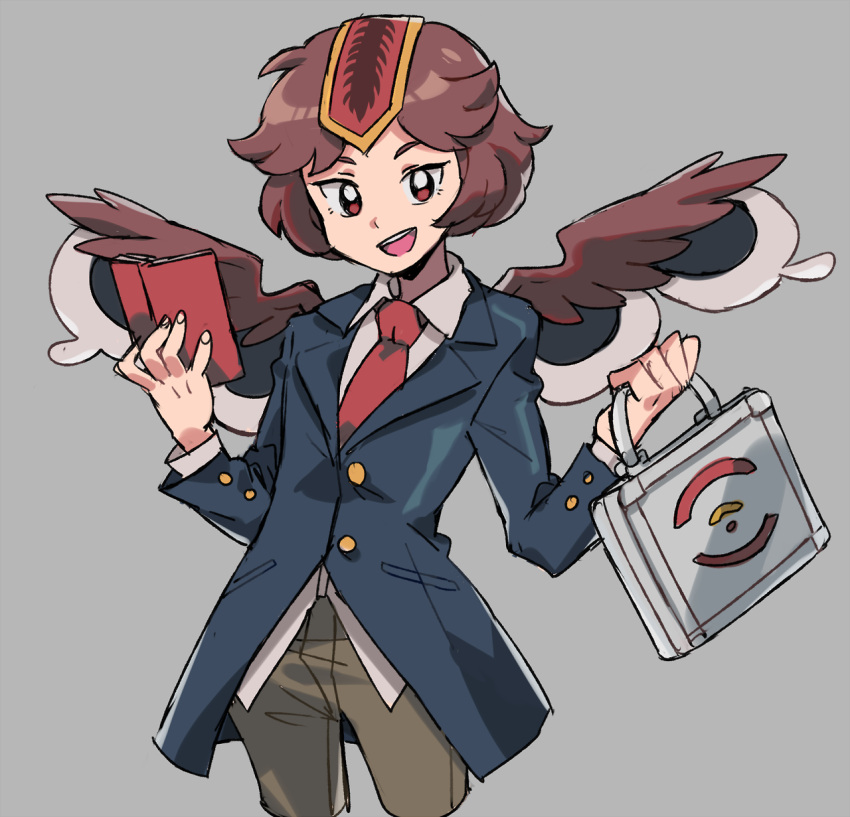 Safebooru - 1other androgynous blue jacket book briefcase brown hair ...