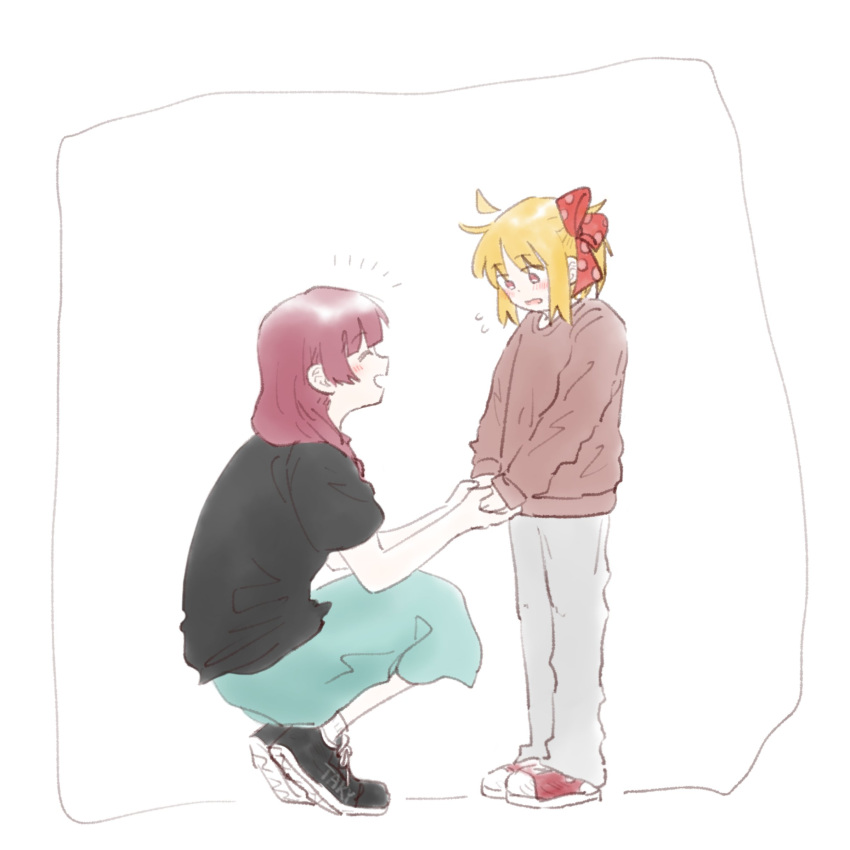 Safebooru - 2girls absurdres aged down ahoge alternate costume blonde hair blush bocchi the rock ...