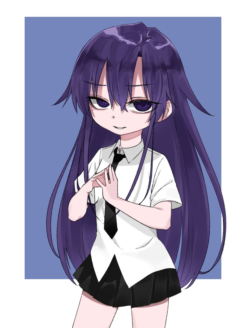 Safebooru - 1girl black necktie blue background fusuma (suwaru boom) goshiki agiri highres kill ...