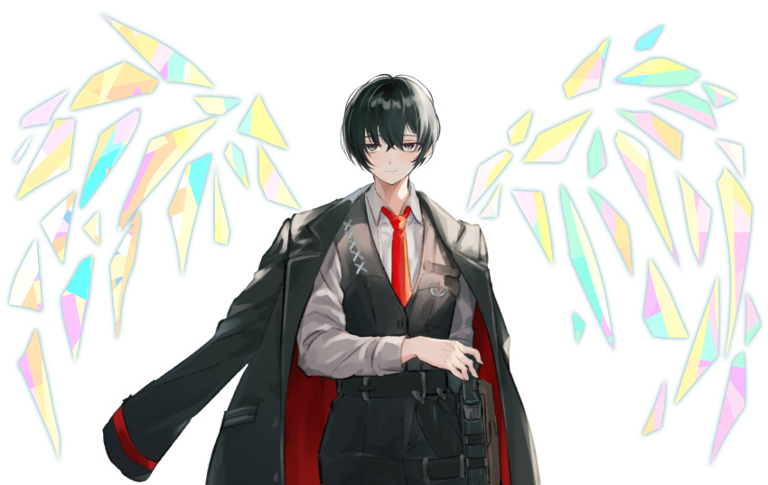 Safebooru - 1boy belt black belt black coat black eyes black hair black pants black vest coat ...