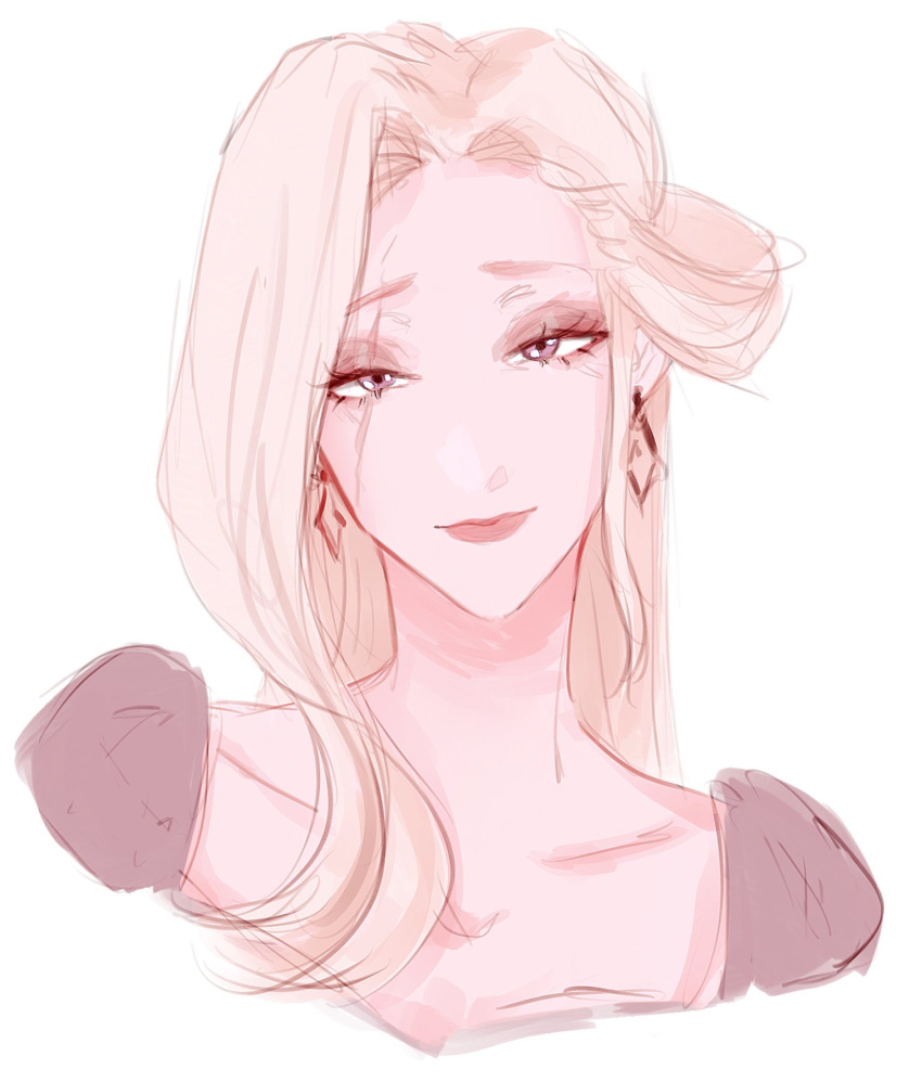 Safebooru - 1girl artist name bezvinno blonde hair earrings facing ...