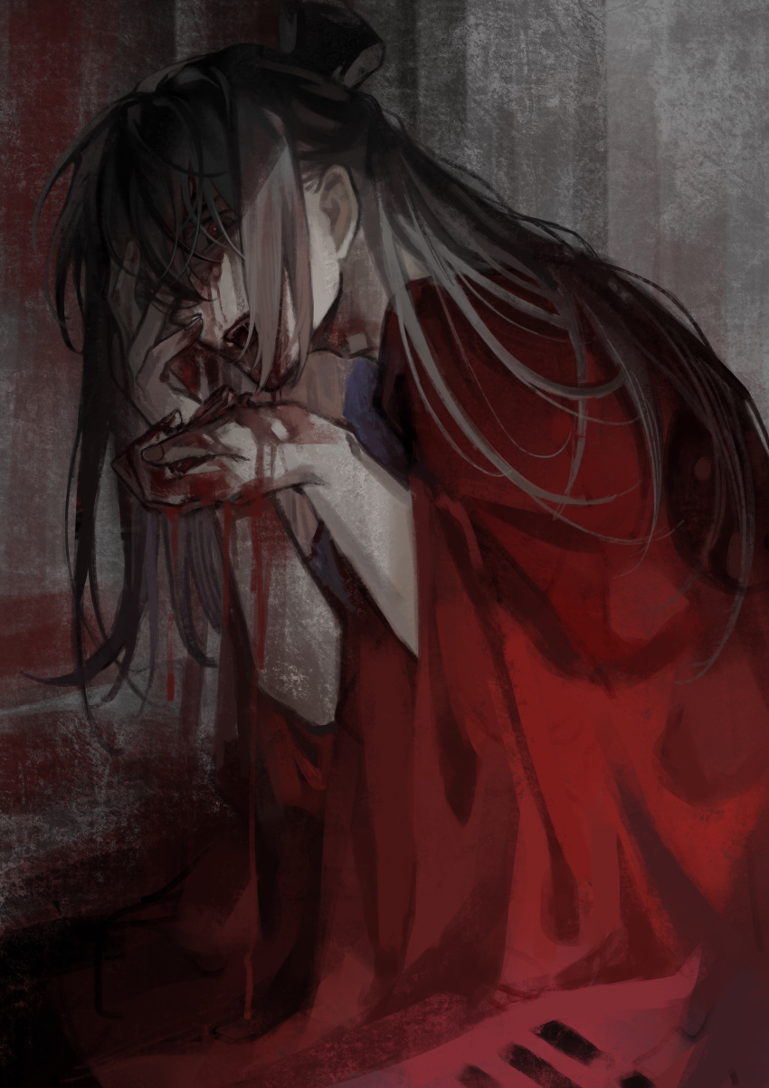 Safebooru - 1boy absurdres black hair blood blood on hands chinese clothes dao gui yi xian dress ...