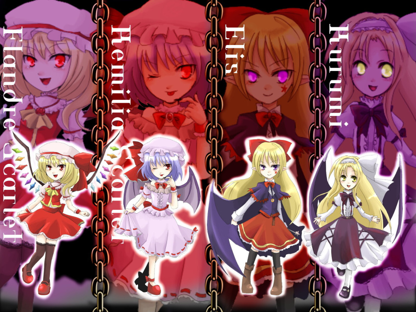 Safebooru - 4girls blonde hair blue hair dress elis (touhou) flandre ...