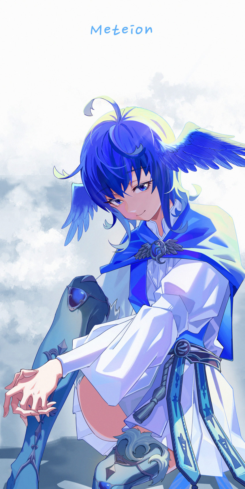 Safebooru - 1girl absurdres ahoge bird girl bird legs bird wings blue capelet blue eyes blue ...