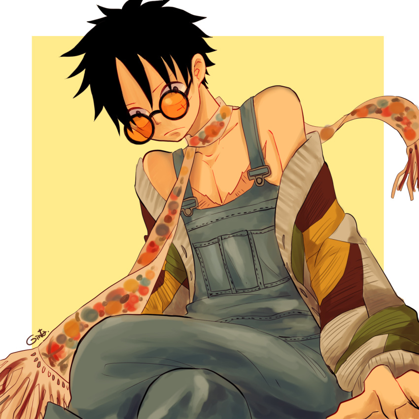 Safebooru - 1boy black-framed eyewear black eyes black hair blue ...