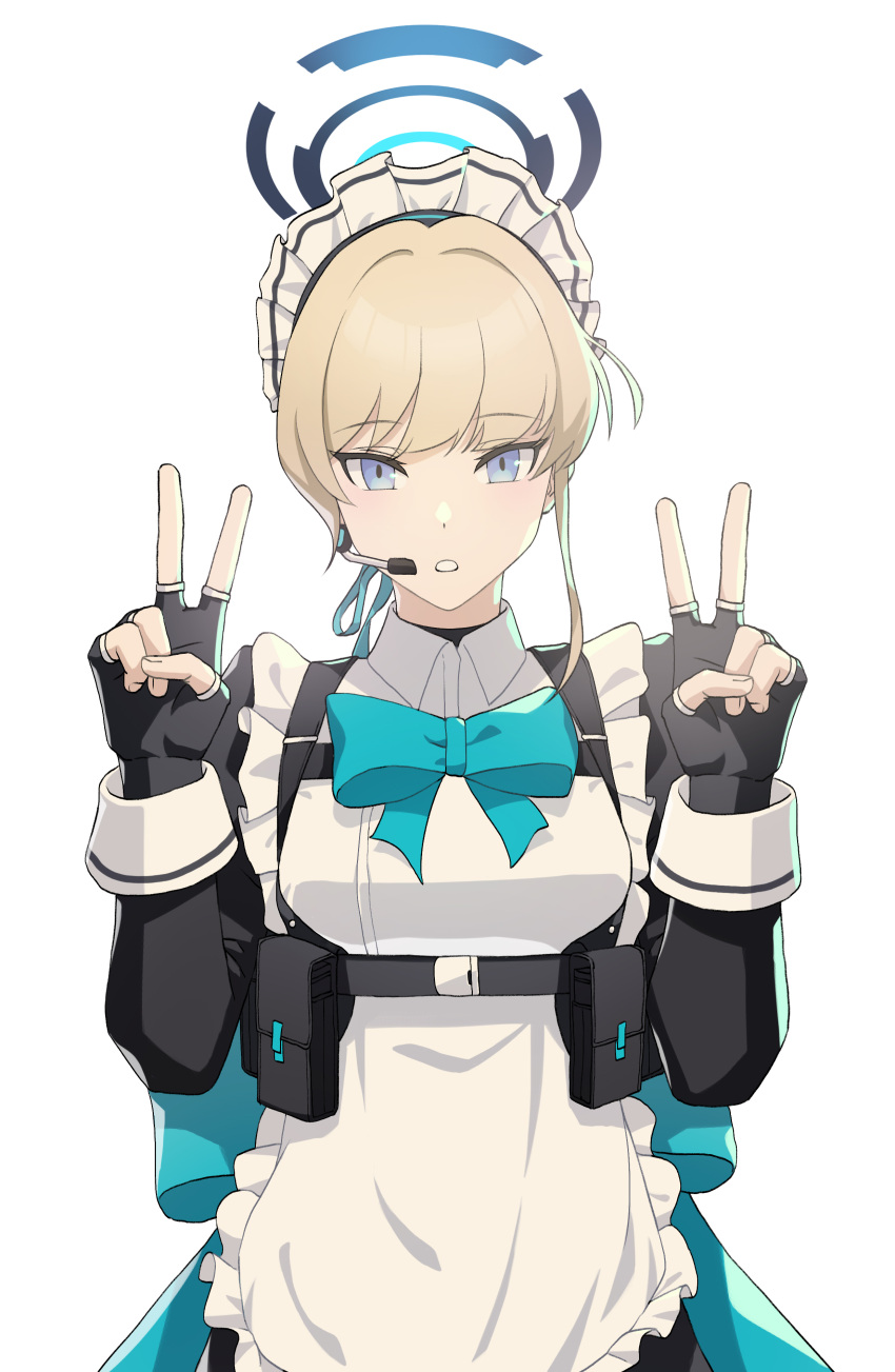 Safebooru - 1girl absurdres alfie (artist) apron black dress black gloves blonde hair blue ...