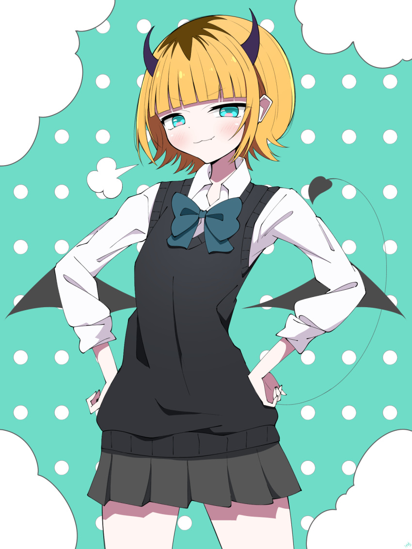 Safebooru 1girl 3 Blonde Hair Blush Bob Cut Demon Horns Fake Horns 7681