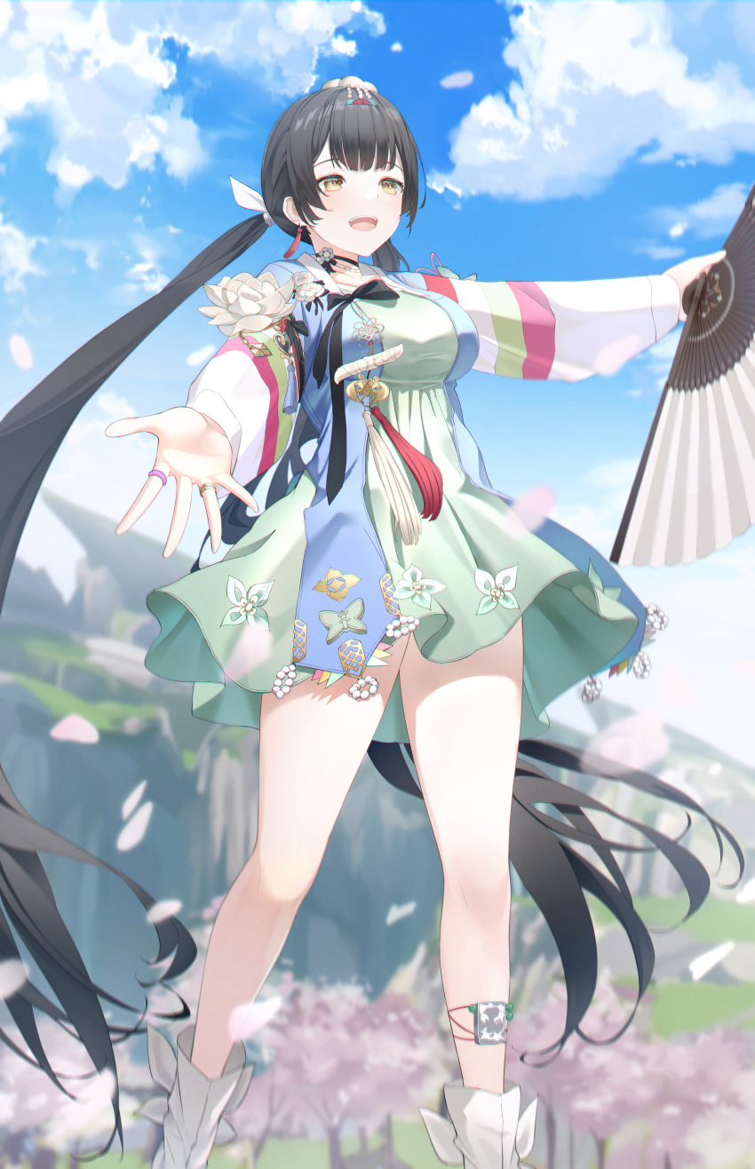 Safebooru - 1girl absurdres backlup black bow black hair blue hair bow breasts commentary ...