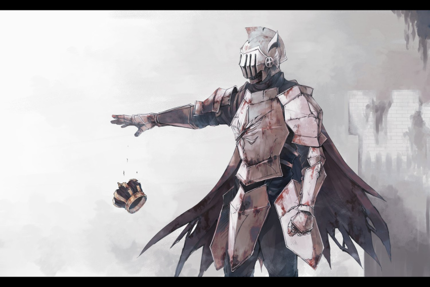 Safebooru - 1boy armor blood blood on armor breastplate cape commentary ...