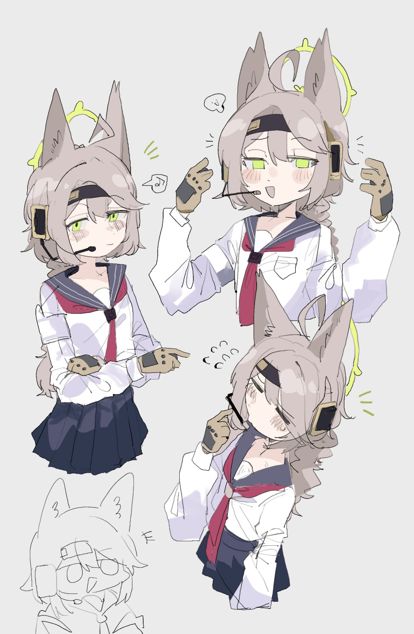 Safebooru - 1girl :d absurdres ahoge animal ears blue archive blue sailor collar blue skirt ...