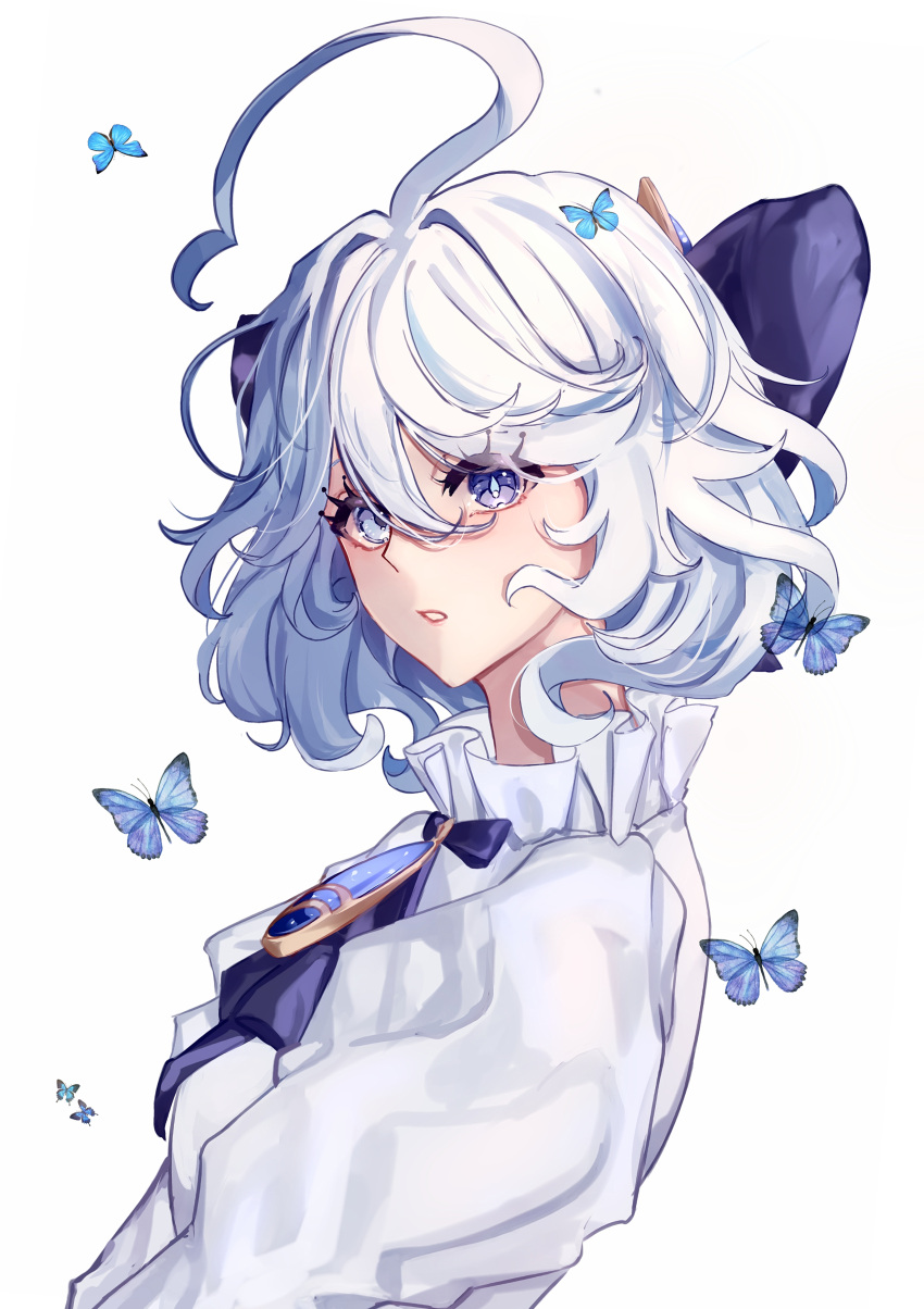 Safebooru - 1girl absurdres abyss of alyss ahoge ascot blue ascot blue eyes brooch bug butterfly ...