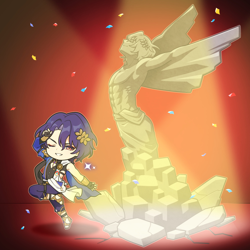 Safebooru - 1boy black gloves blue hair chibi dr. ratio (honkai: star ...