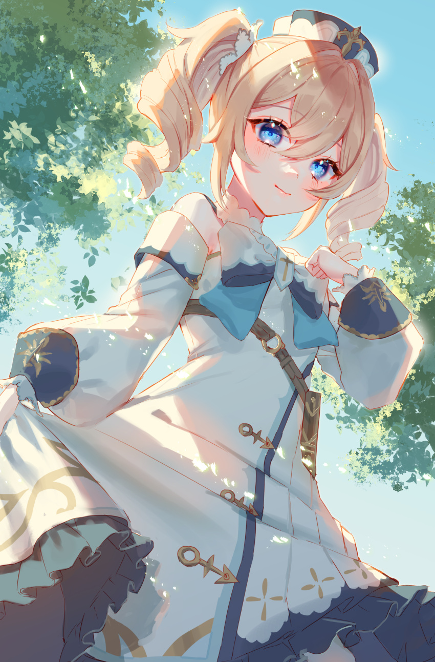 Safebooru - 1girl absurdres barbara (genshin impact) blonde hair blue eyes bow bowtie closed ...