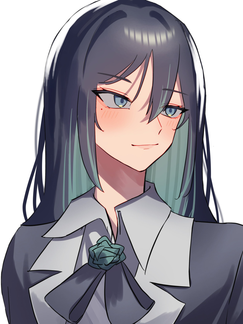 Safebooru - 1girl absurdres ado (utaite) black bow black bowtie black jacket blue eyes blue ...