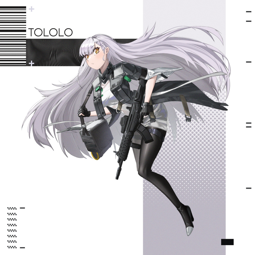 Safebooru - 1girl absurdres ak-alfa (girls' frontline) bag black jacket character name dress ...