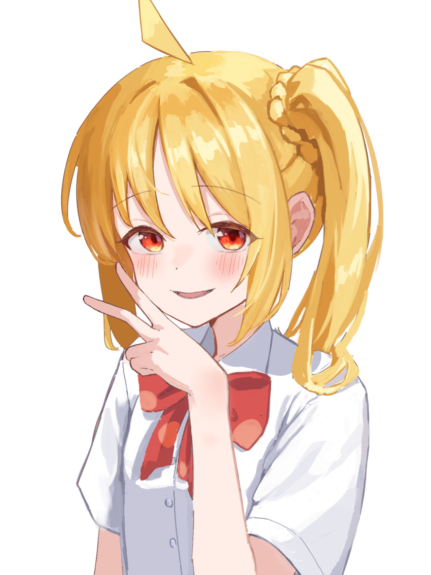 Safebooru - 1girl ahoge blonde hair blush bocchi the rock! commentary request hand up highres ...