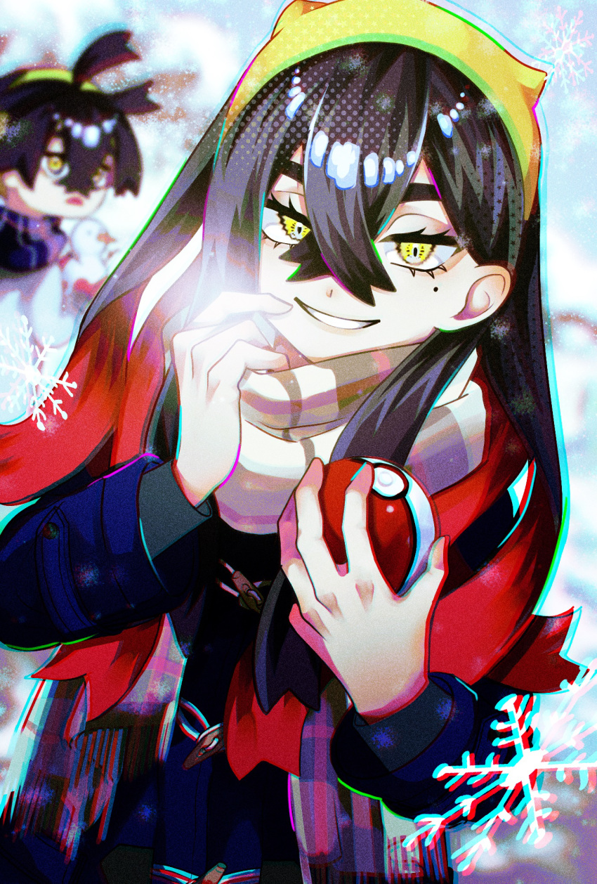 Safebooru - 1boy 1girl alternate costume black hair brother and sister carmine (pokemon) colored ...