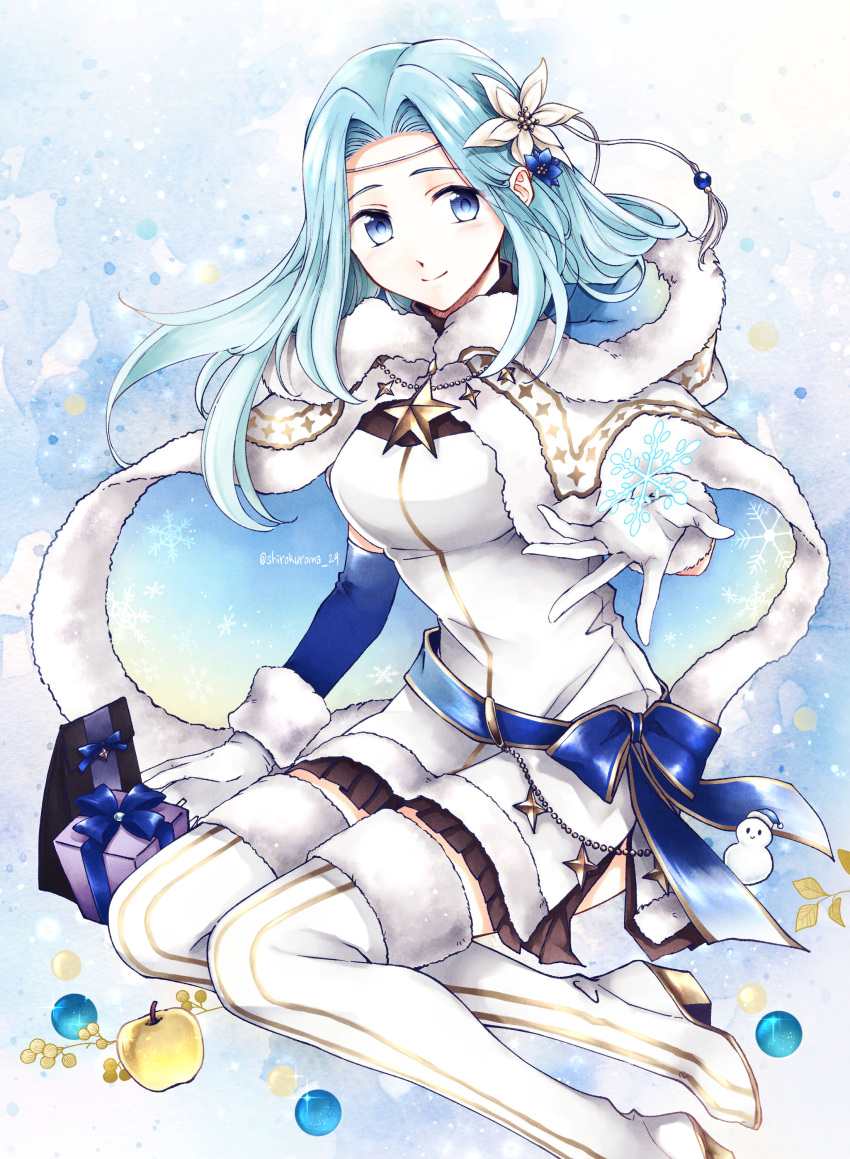 Safebooru - absurdres alternate costume blue eyes blue hair christmas fiora (fire emblem) fire ...