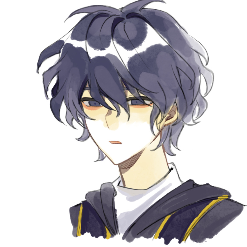 Safebooru - 1boy black hoodie blue eyes blue hair chinese commentary ...