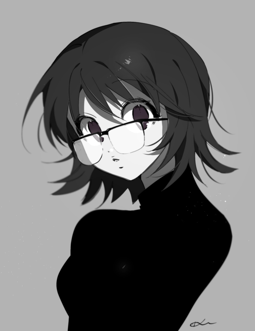 Safebooru - 1girl absurdres black-framed eyewear black eyes black hair commentary request eungo ...