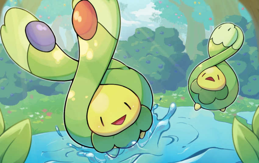 Safebooru - :d black eyes budew bush commentary request day grass ...
