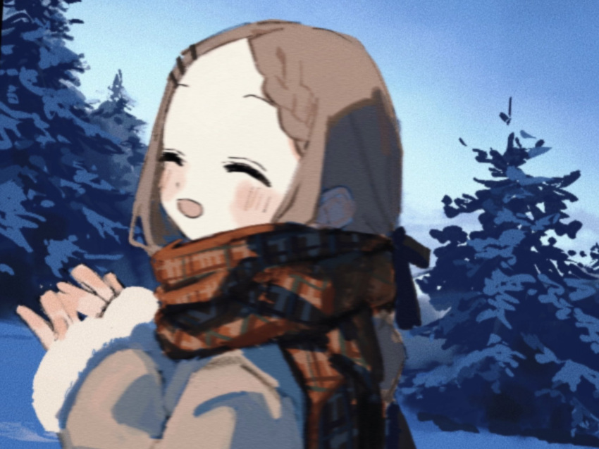 Safebooru - 1girl alternate costume aoba kokona blue sky blurry blush braid braided bangs brown ...