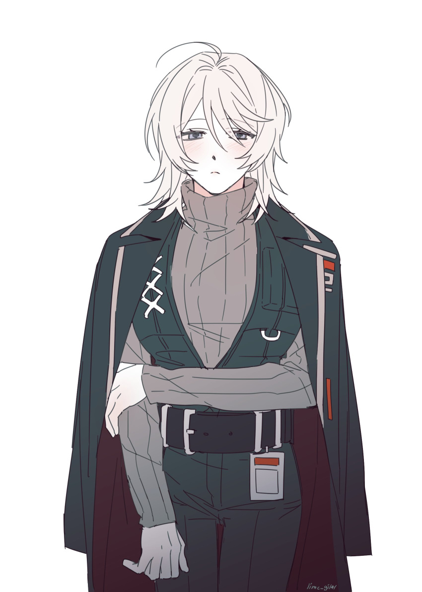 Safebooru - 1girl belt black belt black coat black pants black vest blue eyes blush brown ...