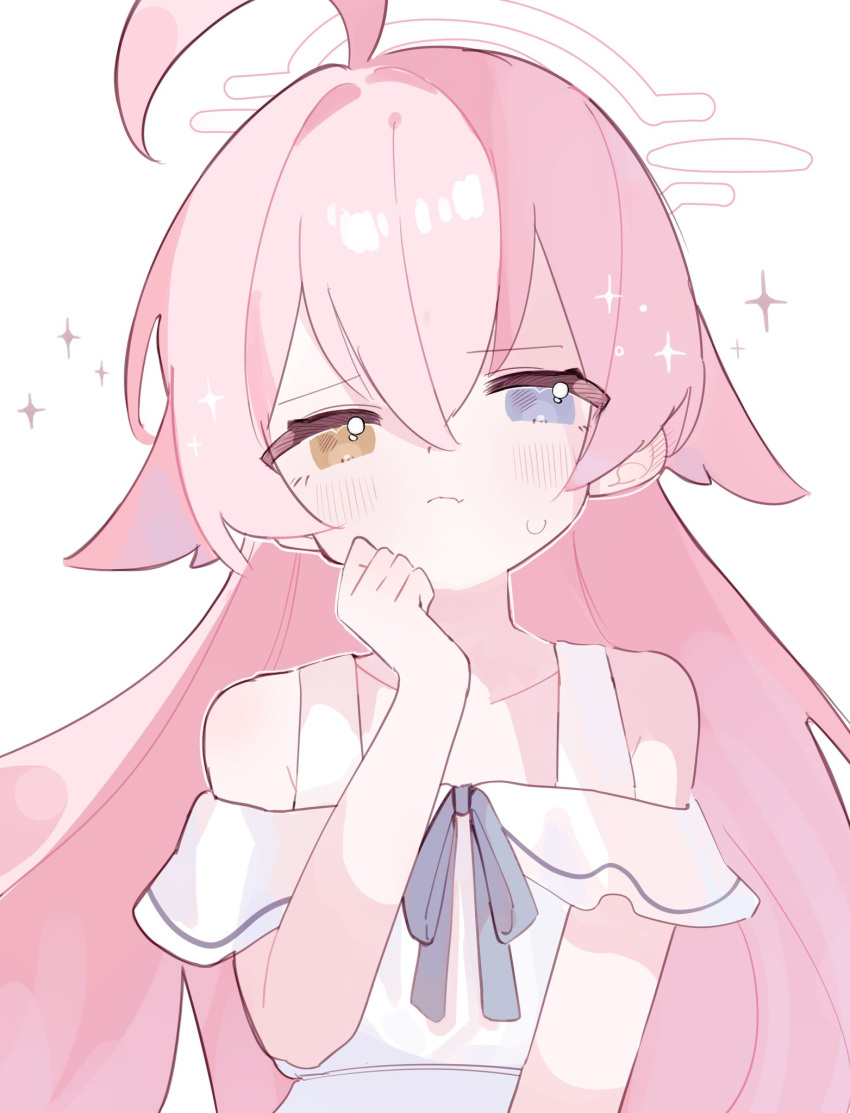 Safebooru - 1girl ahoge alternate costume blue archive blue eyes blue ribbon blush closed mouth ...