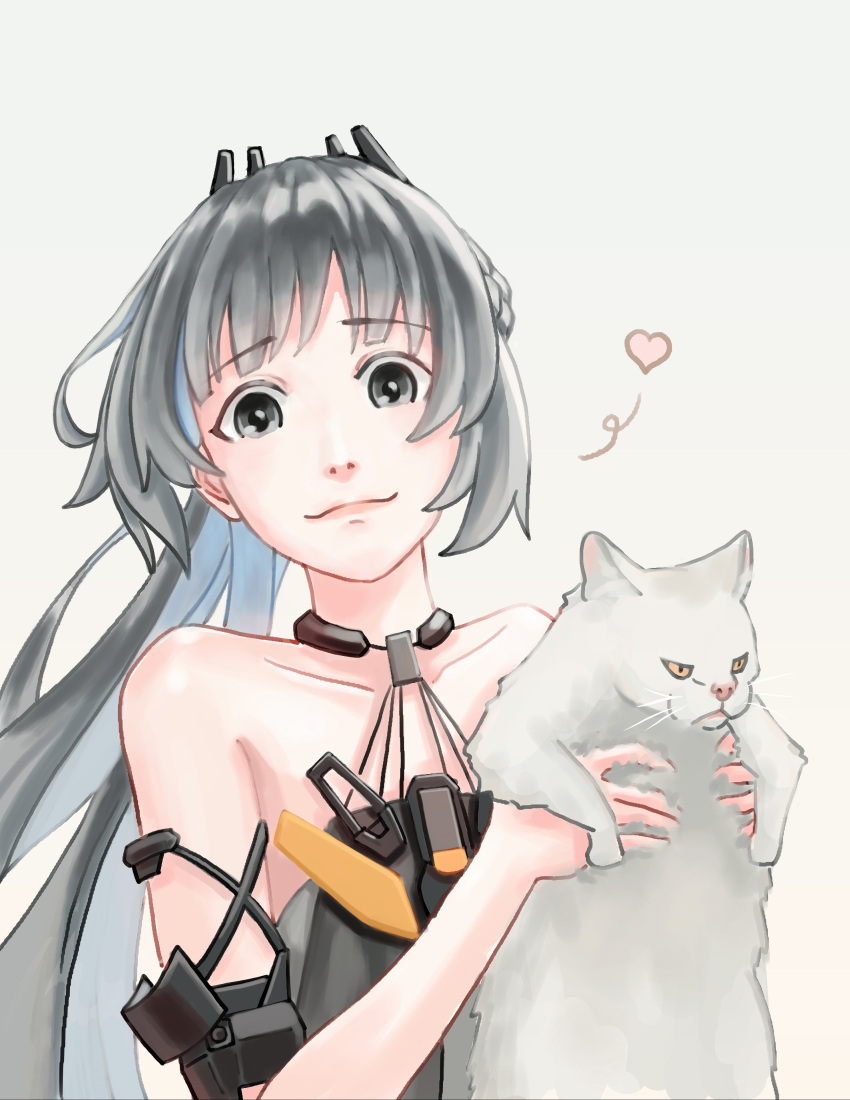 Safebooru - 1girl absurdres animal bare shoulders black choker black dress cat choker closed ...