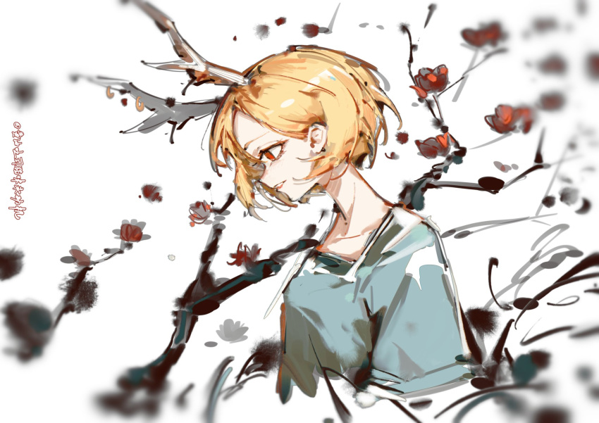 Safebooru 1girl Antlers Blonde Hair Blue Shirt Dragon Girl Dragon 8754