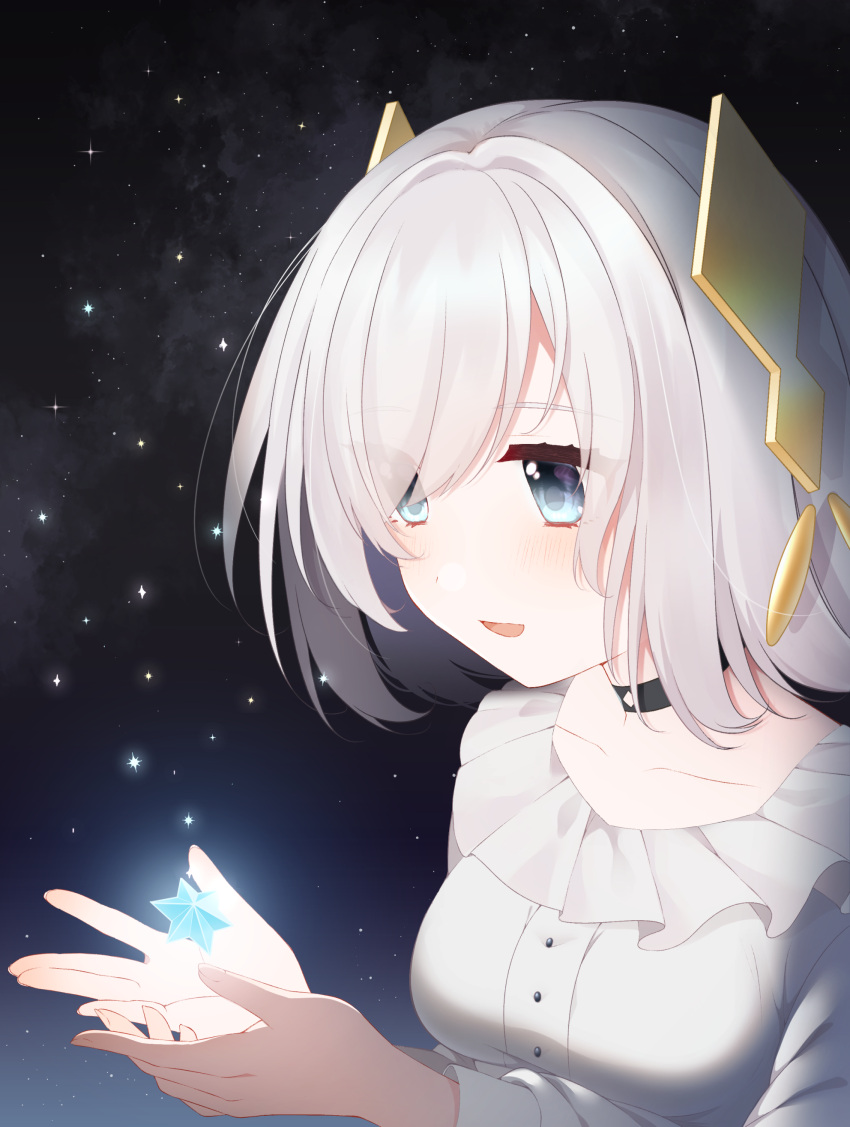 Safebooru - 1girl absurdres ars almal blue eyes blush choker commentary ...