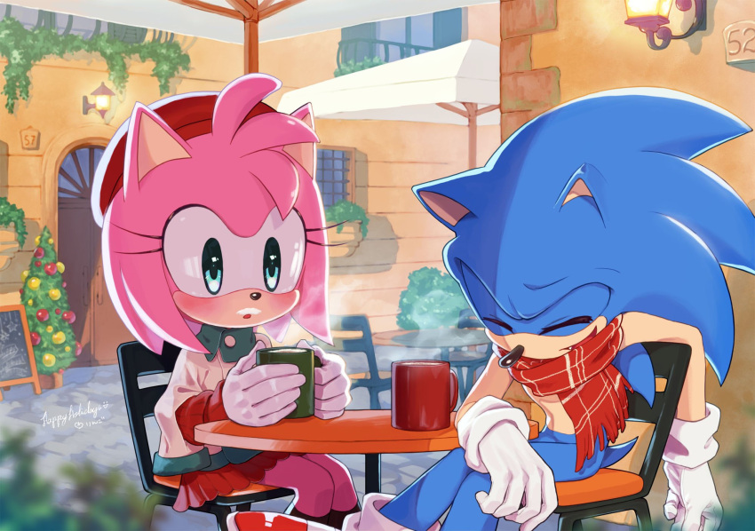 Safebooru - 1boy 1girl alternate costume amy rose blue eyes blush ...