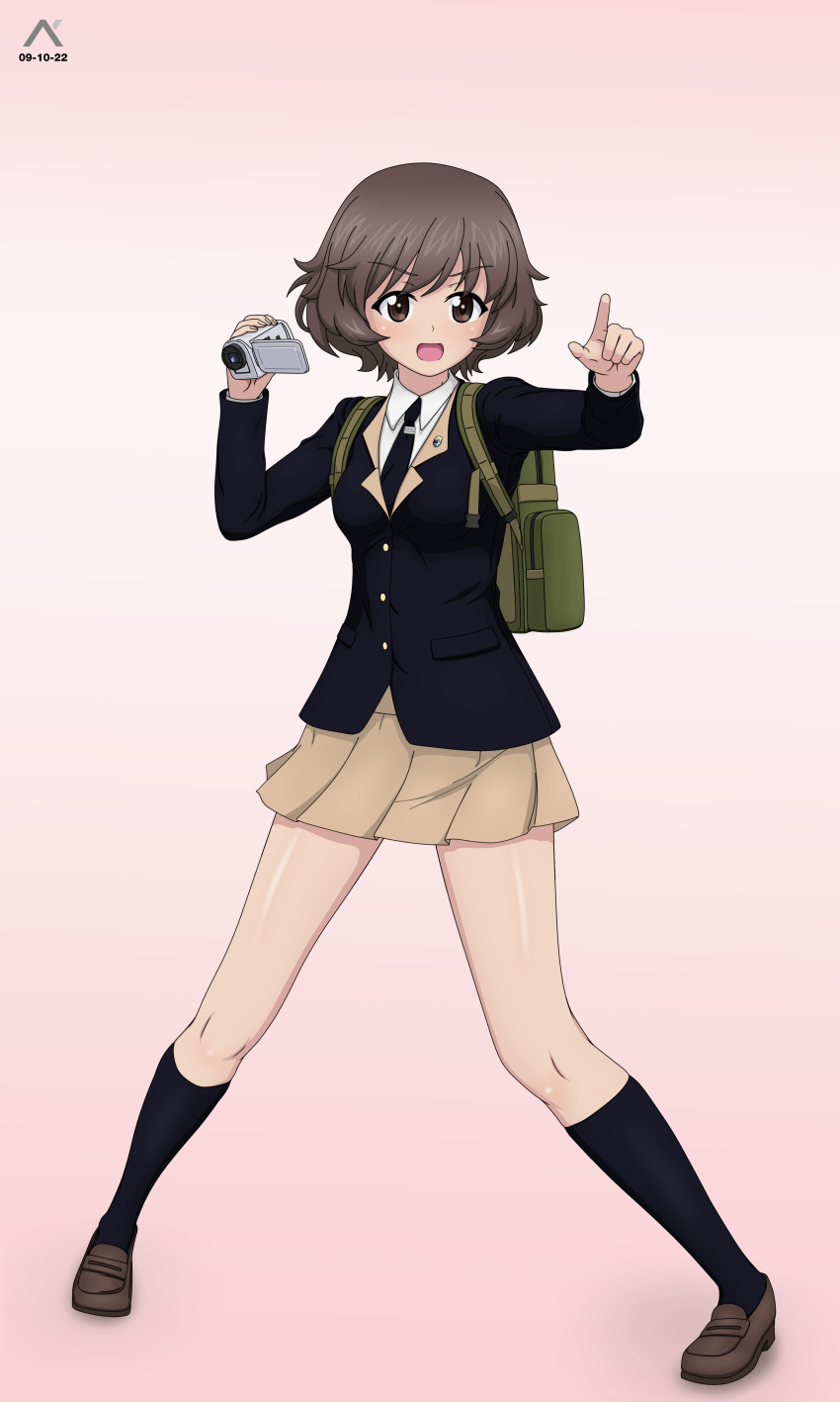 Safebooru - 1girl absurdres acrux akiyama yukari alternate costume artist logo backpack bag ...