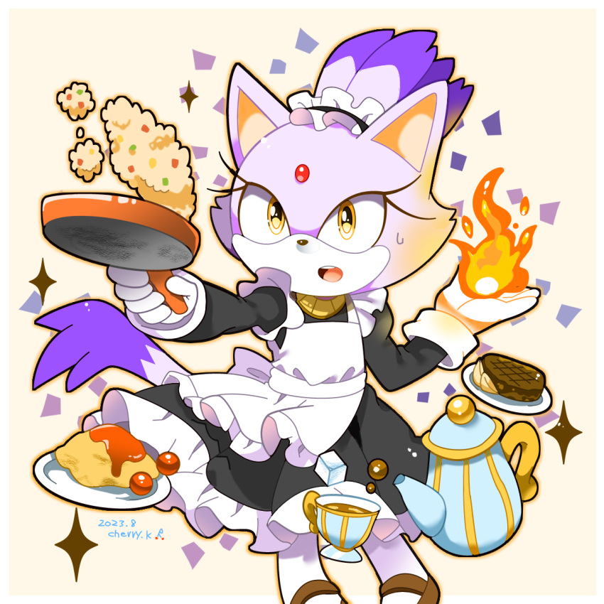 Safebooru - 1girl animal ears apron blaze the cat cat ears cat girl cat ...