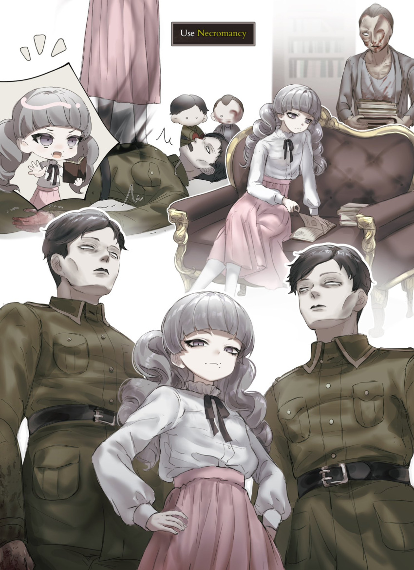 Safebooru - 1girl 3boys chibi chibi inset corpse fear & hunger fear ...