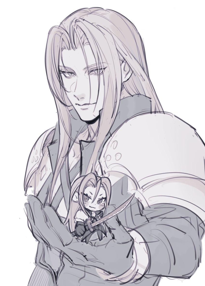 Safebooru - 1boy :3 armor black coat black gloves chest strap chibi ...