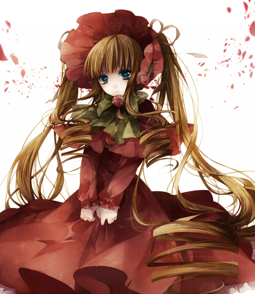 Safebooru - blonde hair blue eyes bonnet dress drill hair flower ...