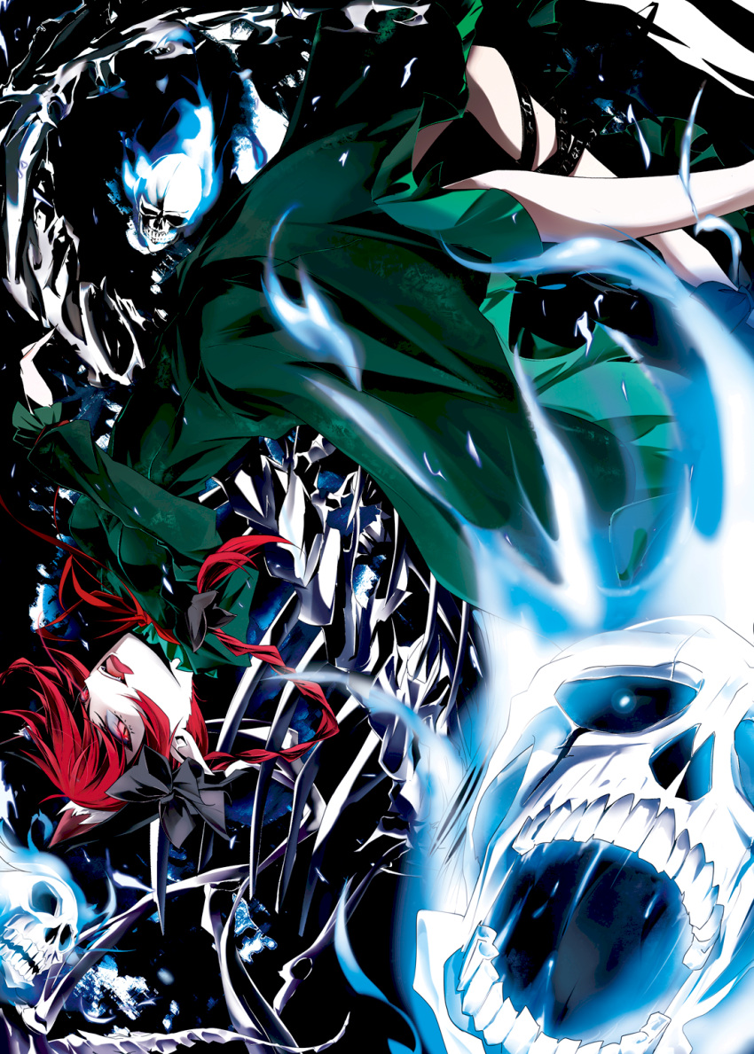 Safebooru - kaenbyou rin pkk red eyes red hair skull touhou upside-down ...